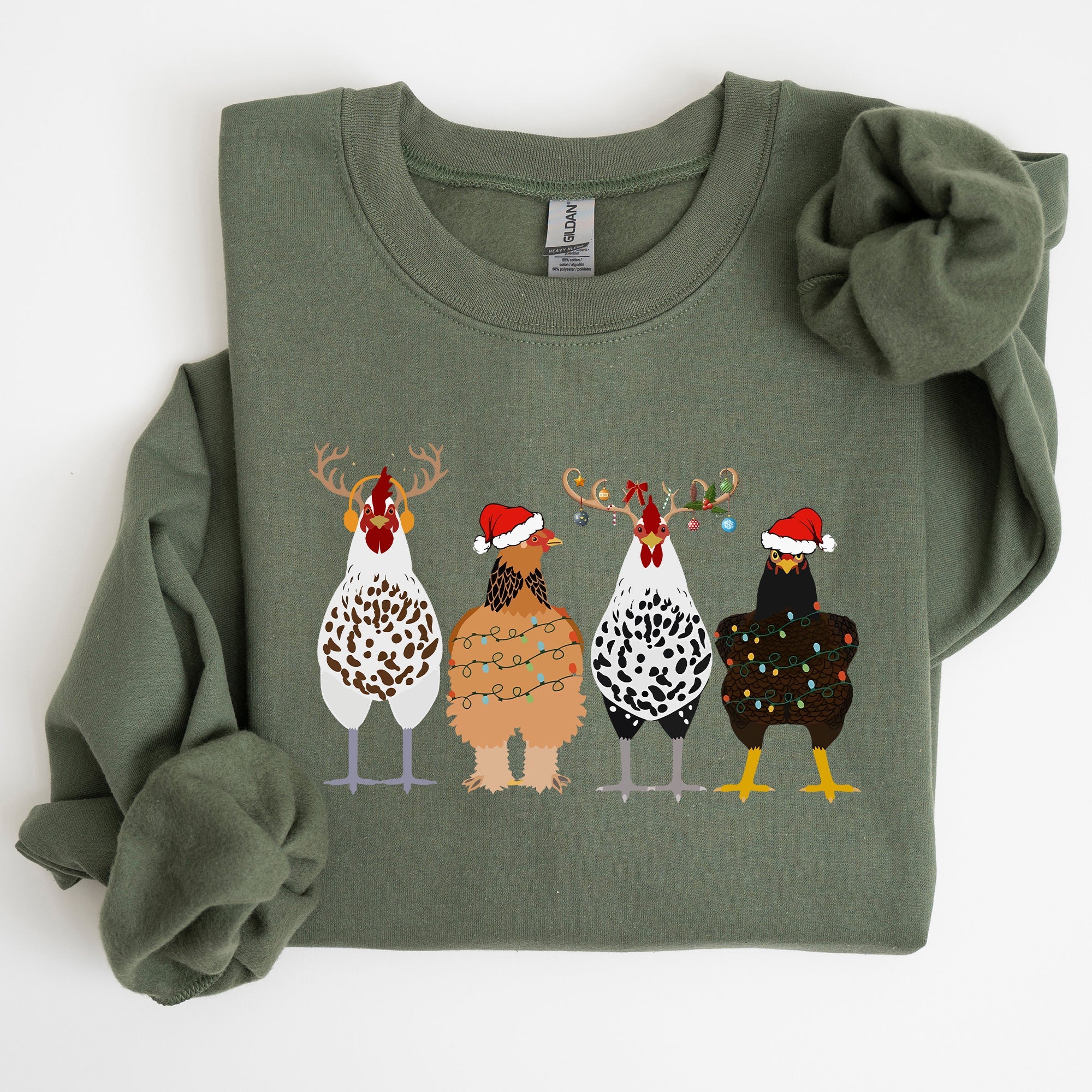 Christmas Chickens In A Row, Chicken Lovers, Santa, Farm Life, Winter ...