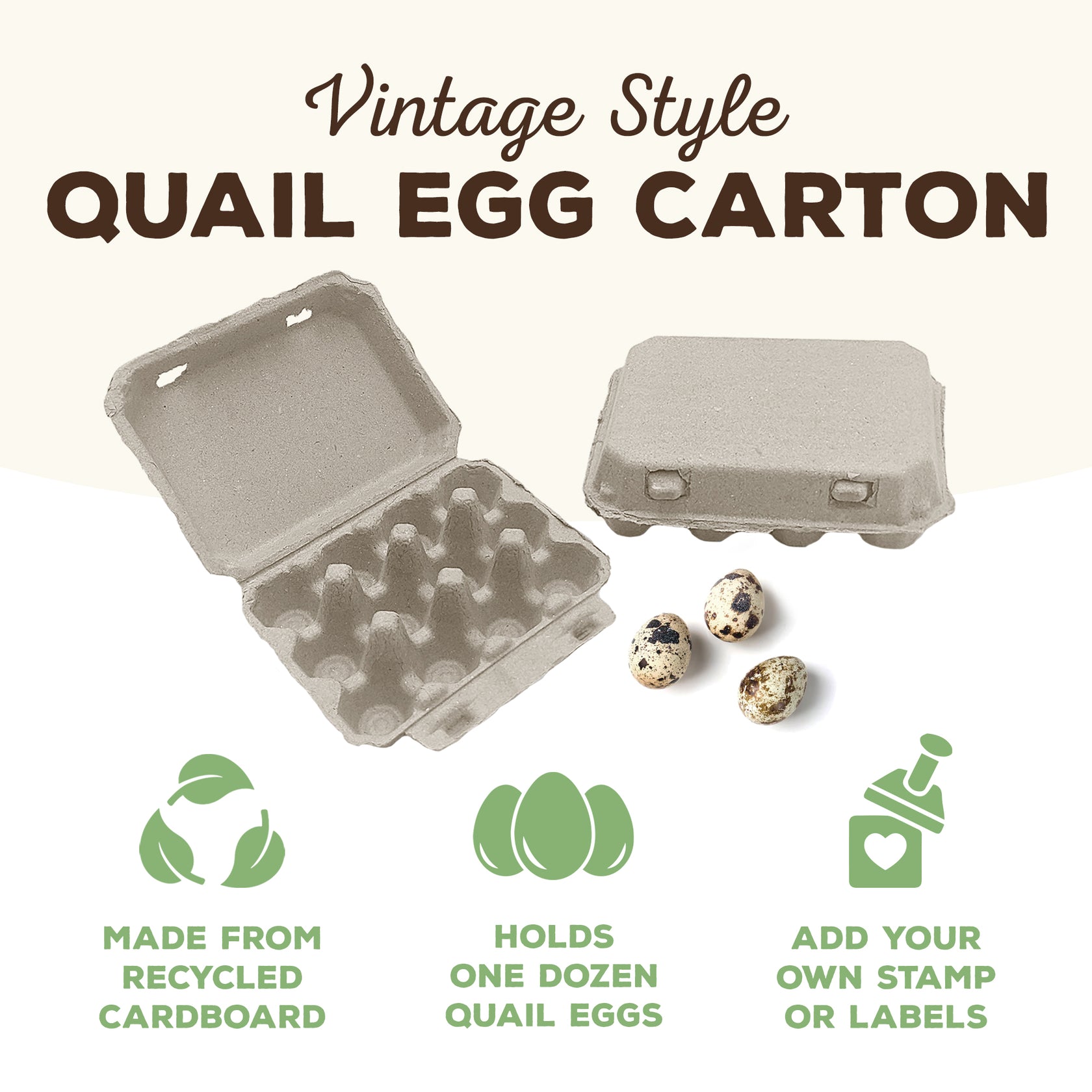 Henlay Quail 12-Egg Carton, 3x4 design, Qty 30, 144 - 144 Cartons - My ...
