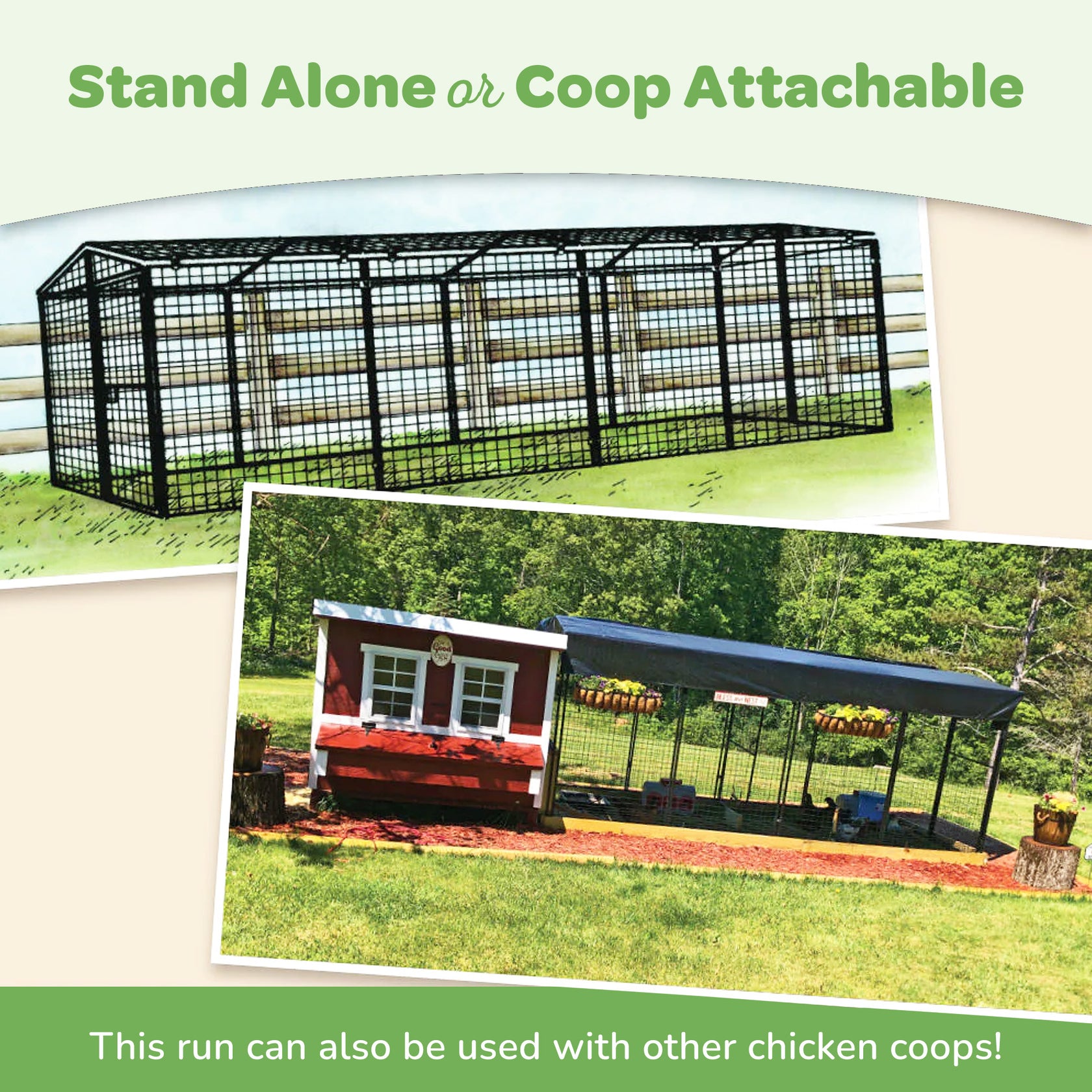 OverEZ Walk-In 15 ft. Chicken Run (6'6"W x 15'L x 6'3"H) - Default ...