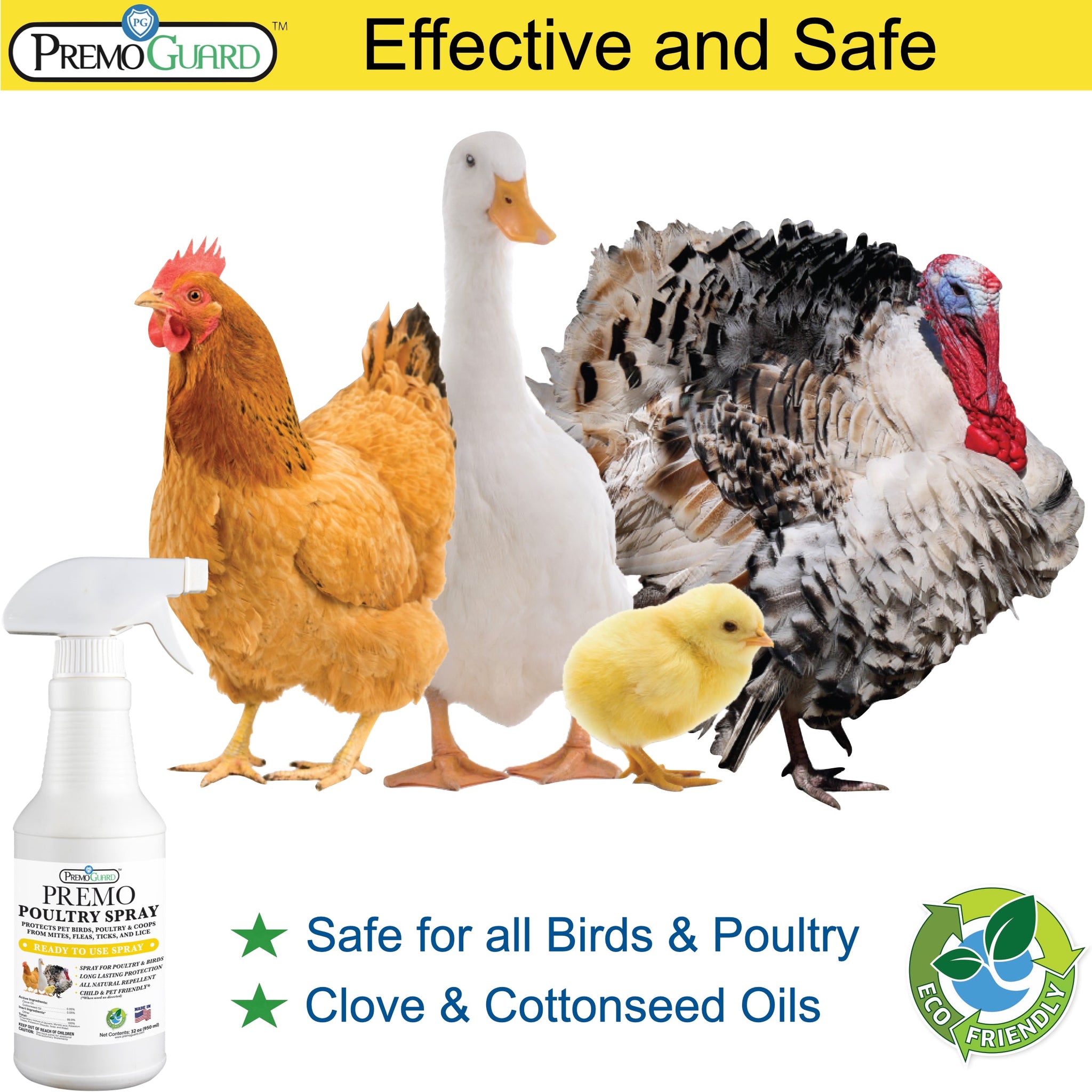 Poultry Spray 32 oz - All Natural Non Toxic - Premo Guard - My Pet Chicken