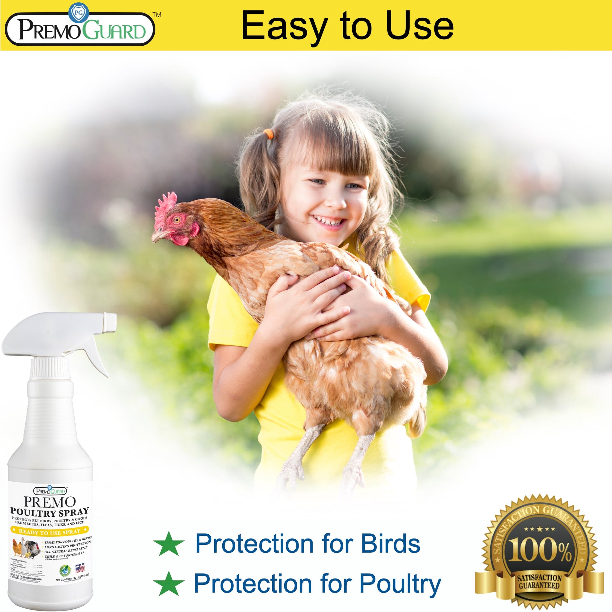 Poultry Spray 32 oz - All Natural Non Toxic - Premo Guard - My Pet Chicken