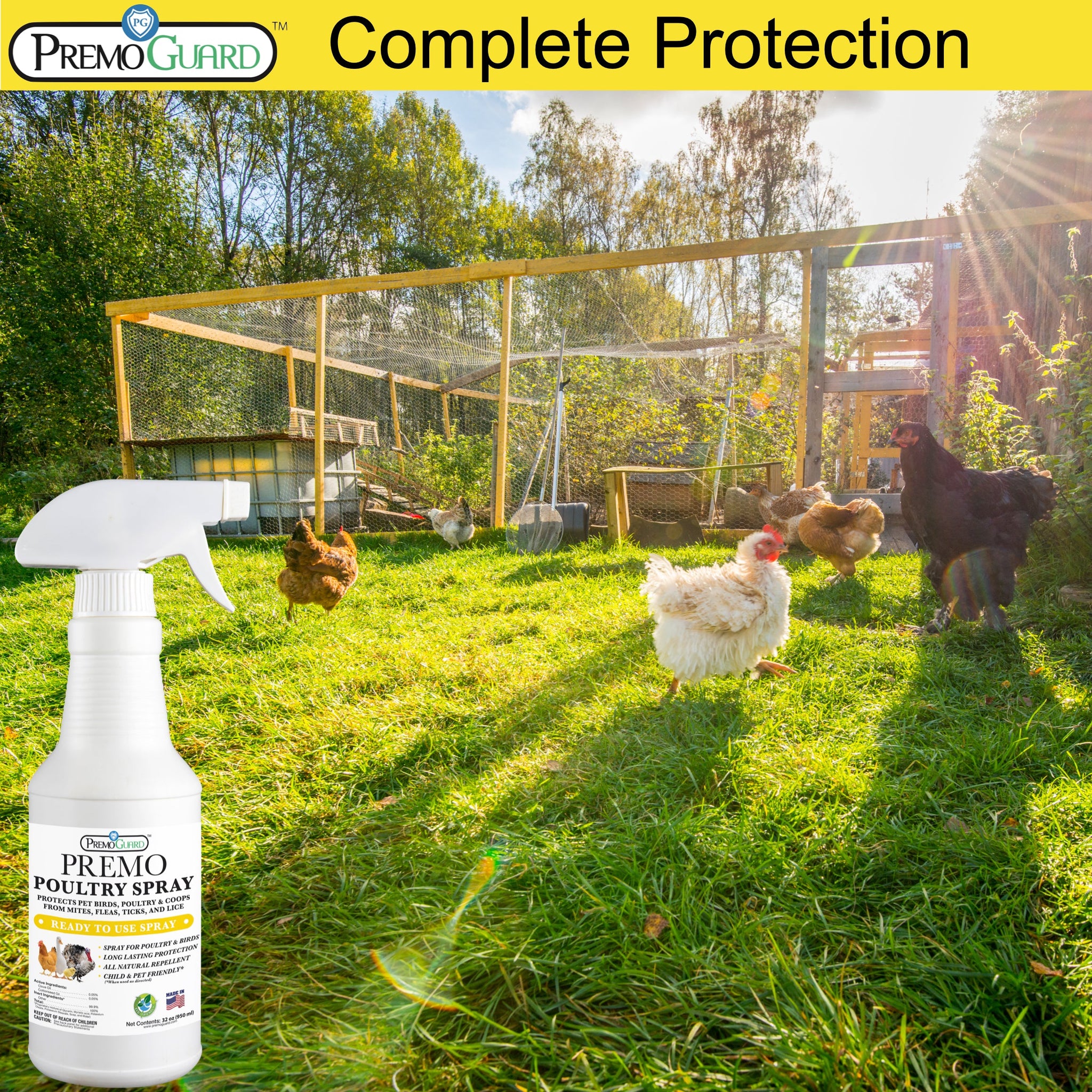 Poultry Spray 32 oz - All Natural Non Toxic - Premo Guard - My Pet Chicken